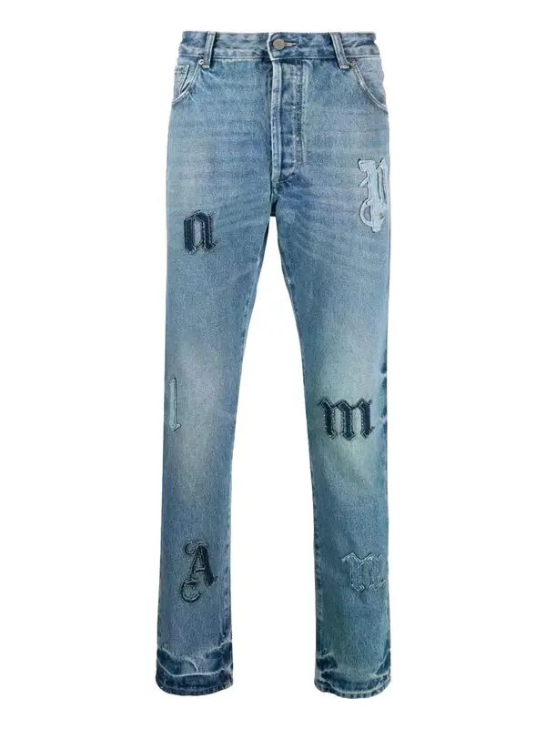 Palm Angels Logo-patch Straight Jeans - Blue