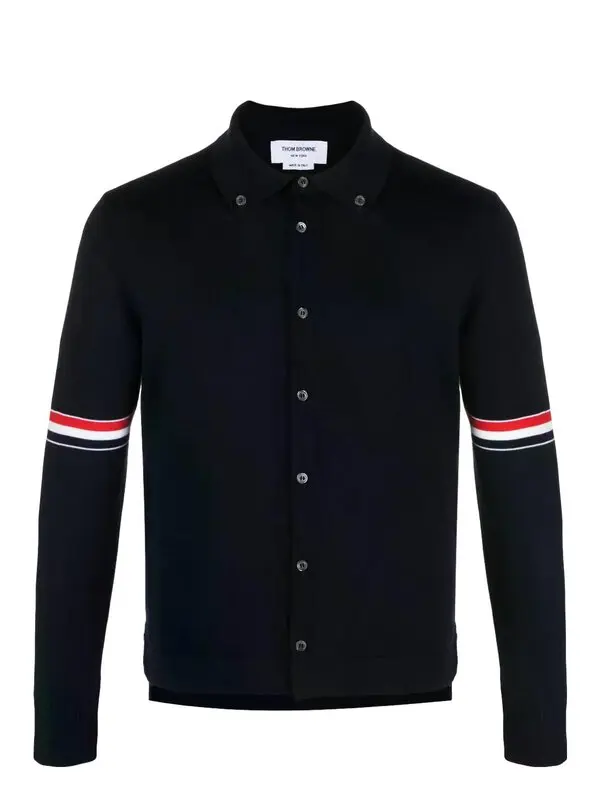 Thom Browne Rwb Stripe Wool Cardigan - Blue