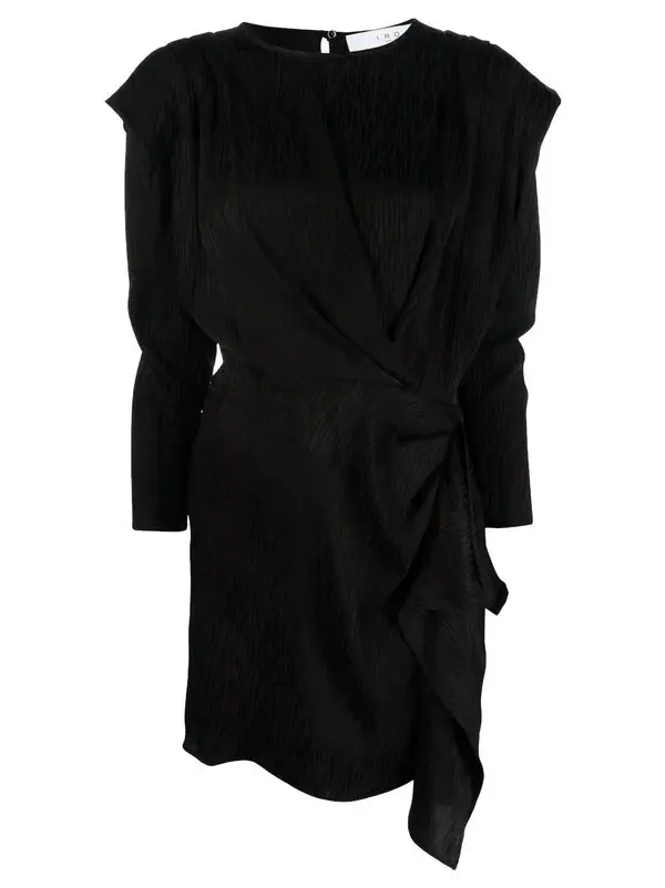 IRO PARIS Long-sleeved Draped Jacquard Dress - Black
