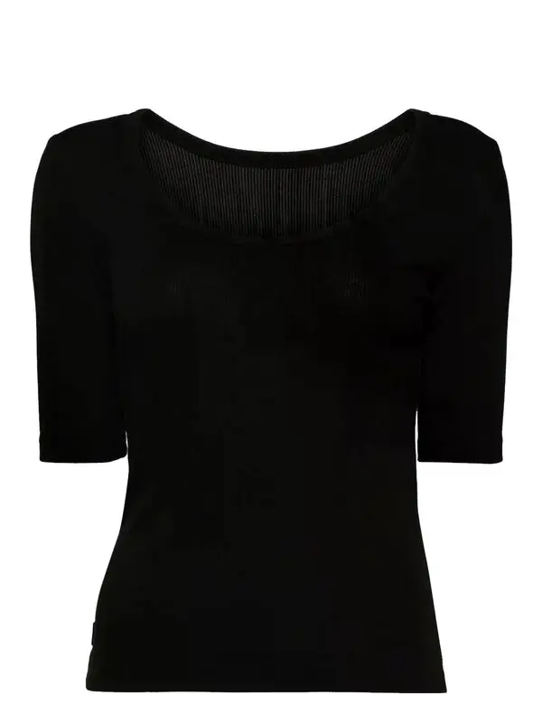 Ag Ribbed Knit Top - Black