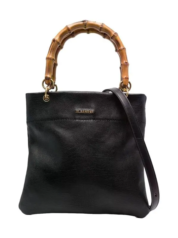 JIL SANDER Logo-plaque Leather Tote Bag - Black