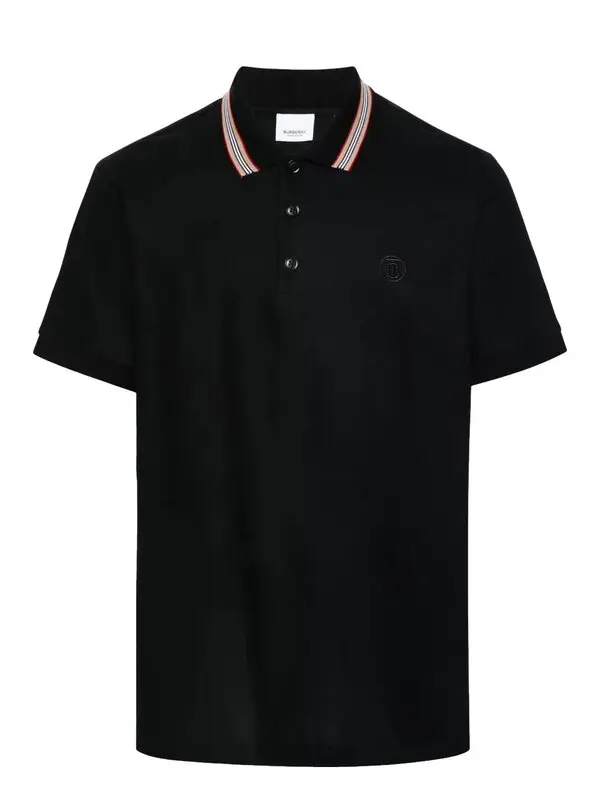 Burberry Icon Stripe Cotton Polo Shirt - Black