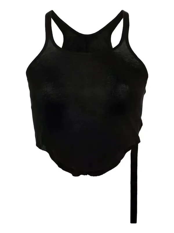 Rick Owens Cropped Cotton Tank Top - Black