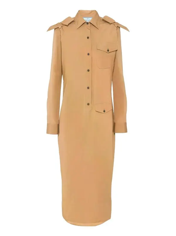 Prada Triangle-logo Cotton Shirtdress - Neutrals