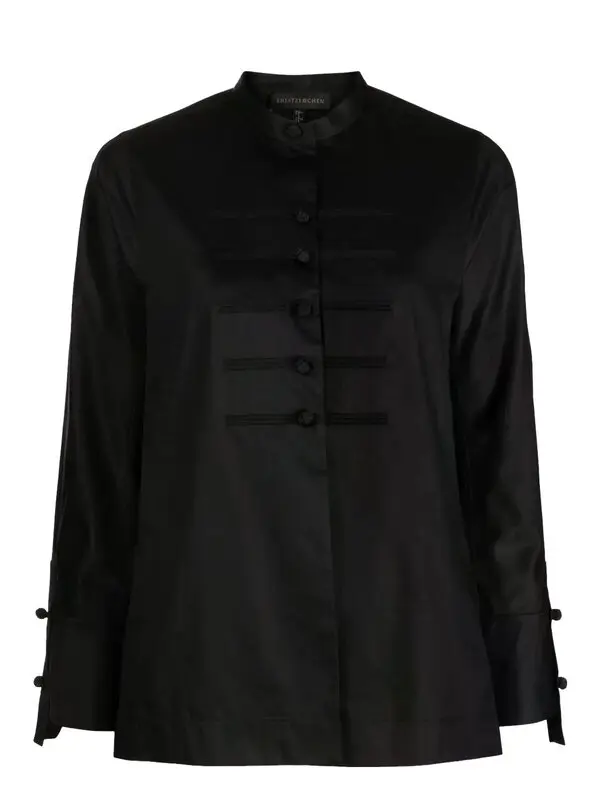 Shiatzy Chen Knotted-button Poplin Shirt - Black
