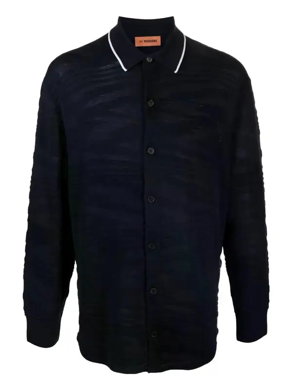 Missoni Contrasting-trim Wool-blend Shirt - Blue
