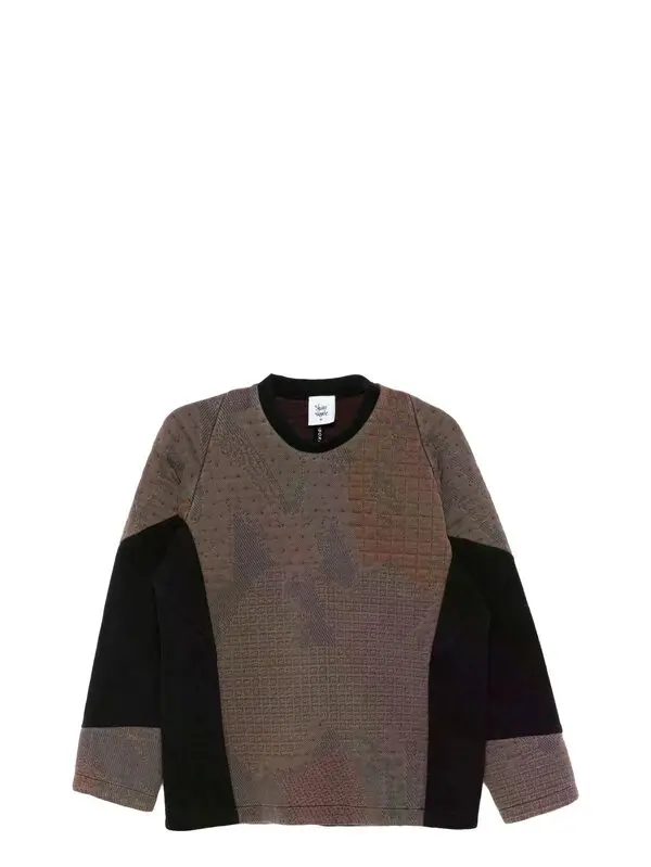 STAIN SHADE Paneled Crewneck Sweatshirt - Brown