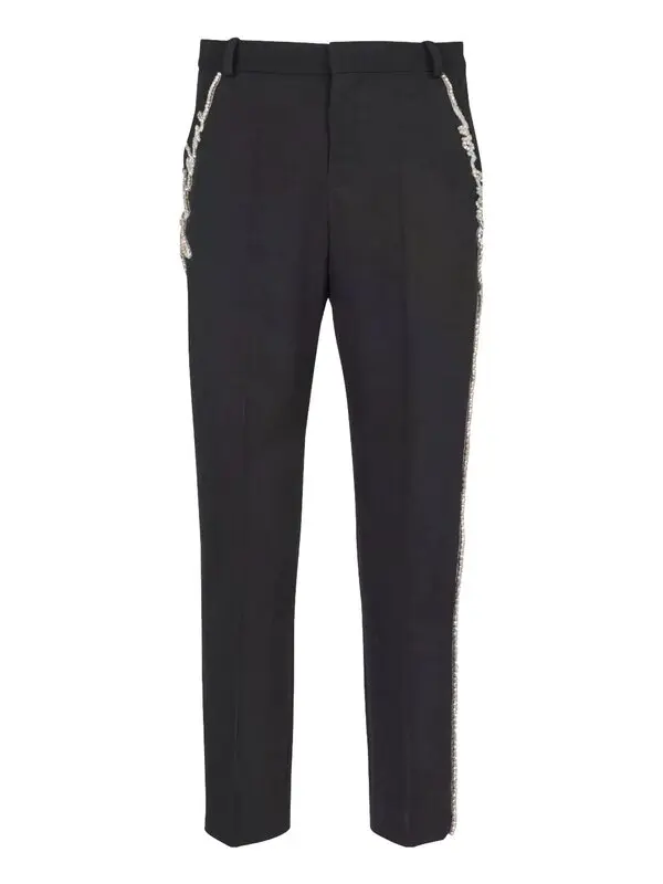 Balmain Rhinestone-embellished Straight-leg Trousers - Black