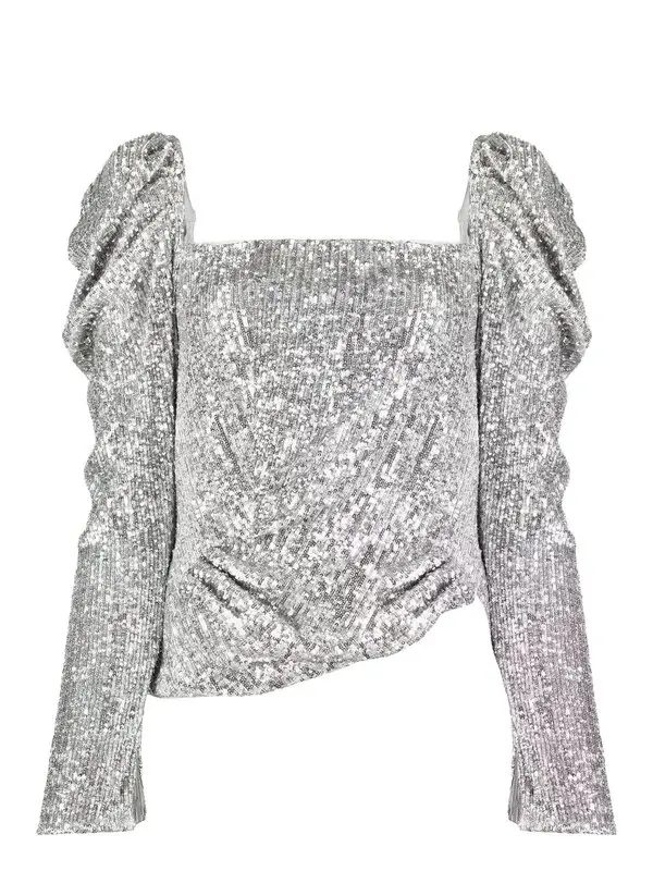 Simkhai Allura Hammered Sequin-embellished Blouse - Silver