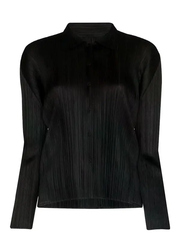 Issey Miyake Pleated Button-down Shirt - Black