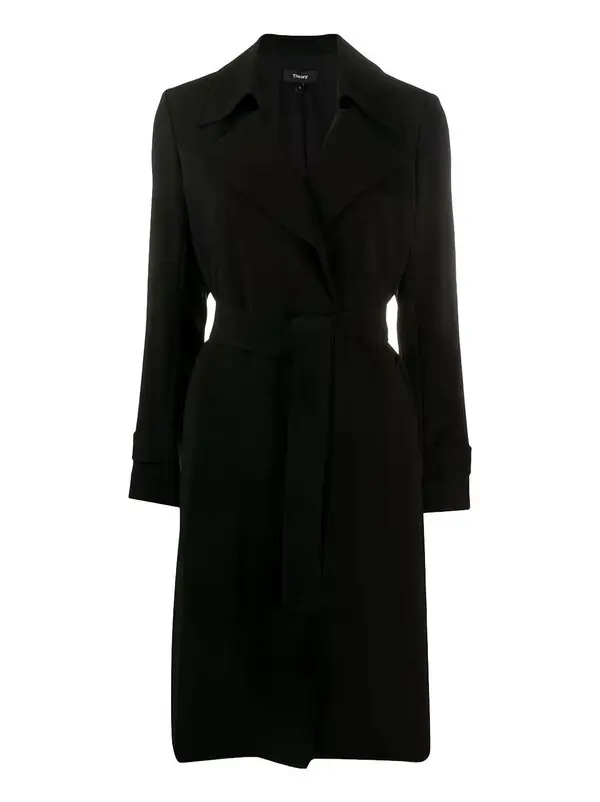 Theory Belted Mid-length Coat - Black