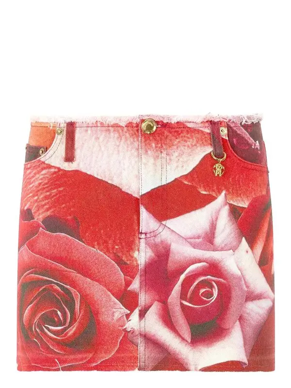 Roberto Cavalli Floral-print Mini Skirt - Red