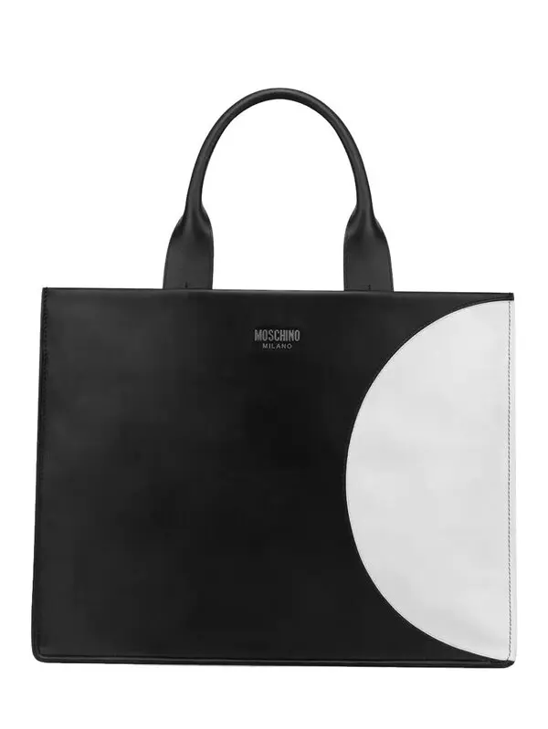 Moschino Panelled Leather Tote Bag - Black