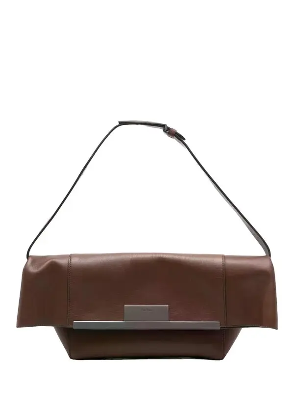 Max Mara Clasp Leather Clutch - Brown