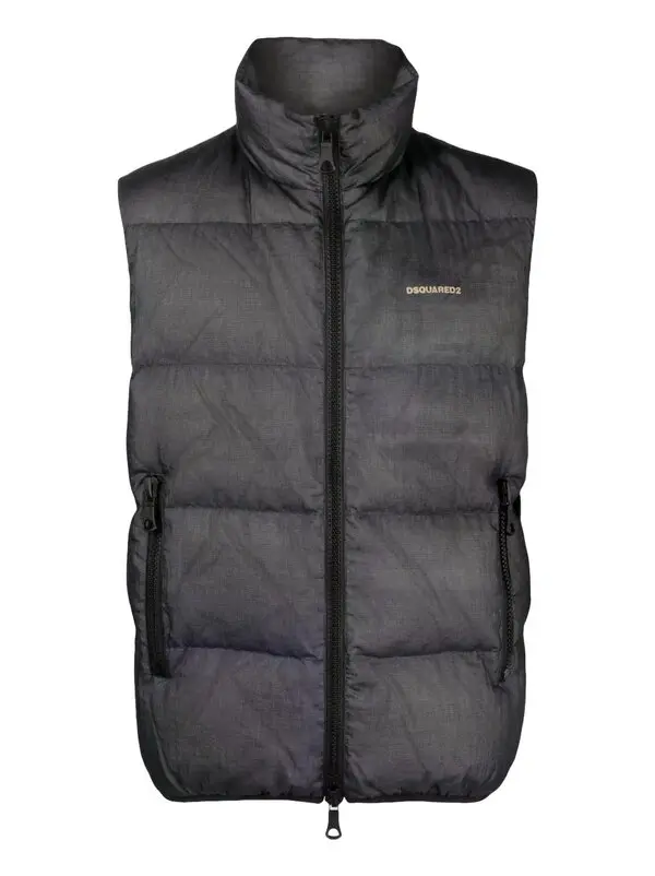 Dsquared2 Logo-embossed Ripstop Puffer Vest - Blue