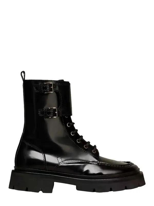 AMI Paris Double-buckle Leather Boots - Black