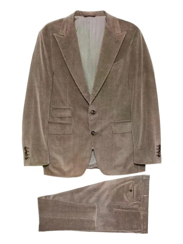 Canali Corduroy Single-breasted Suits - Brown