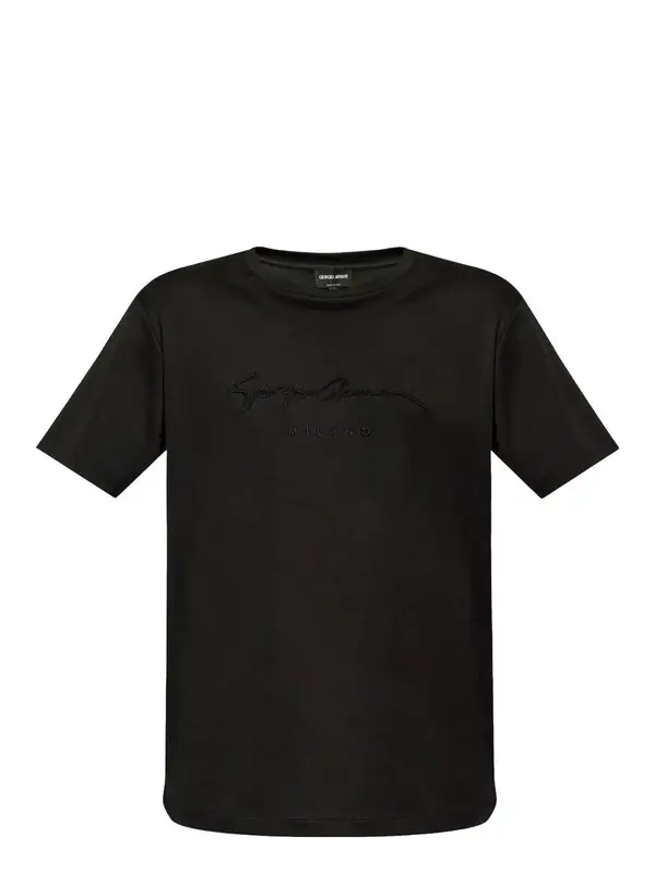 Giorgio Armani Logo-embroidered T-shirt - Black