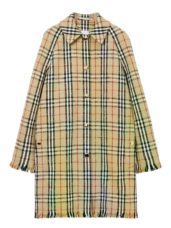 Burberry Checkered Bouclé Raincoat - Neutrals