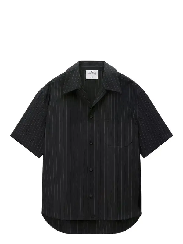 COURREGES Pinstriped Cotton Shirt - Black