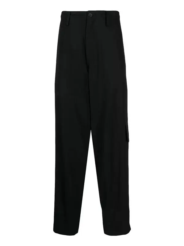 Yohji Yamamoto Tapered-leg Wool Trousers - Black