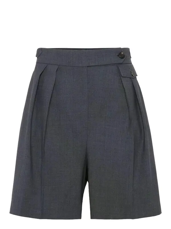 Brunello Cucinelli Pleat-detailing Virgin Wool-blend Shorts - Grey