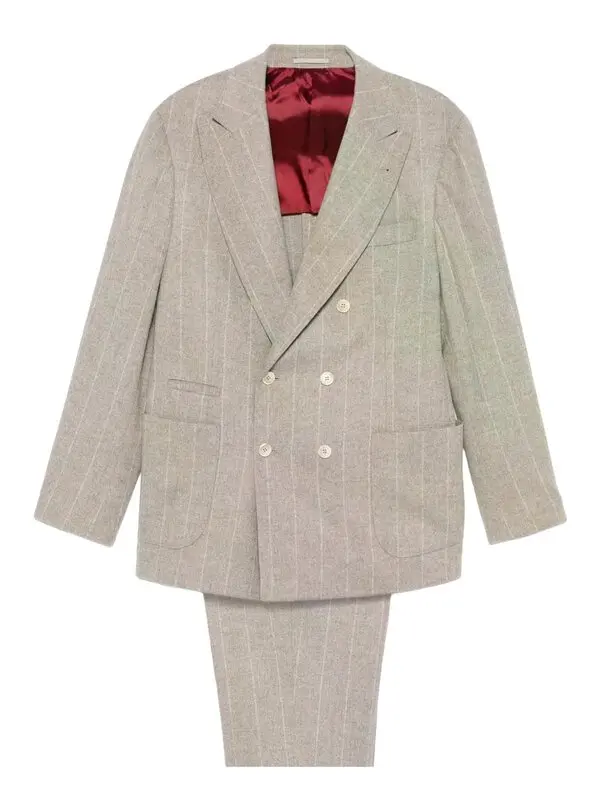 Brunello Cucinelli Pinstriped Suit - Neutrals