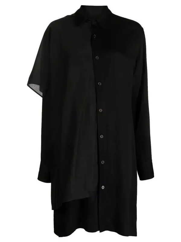 Yohji Yamamoto Satin Stole Shirtdress - Black