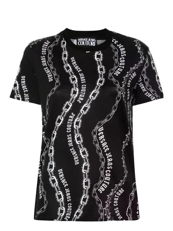 Versace Chain Couture-print T-shirt - Black
