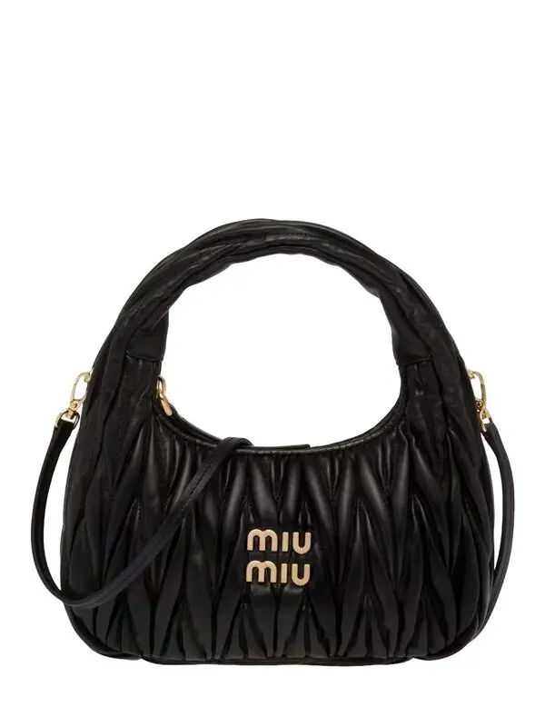Miu Miu Mini Wander Matelassé Shoulder Bag - Black