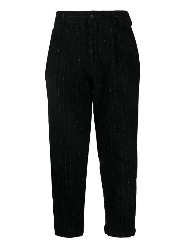 Comme Des Garçons Pinstripe Cropped Trousers - Black