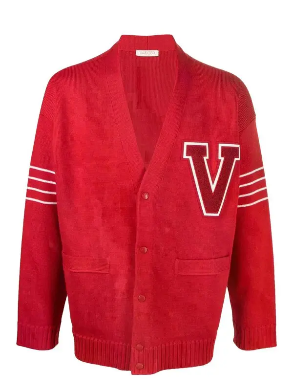 Valentino Garavani Vlogo Wool Cardigan - Red