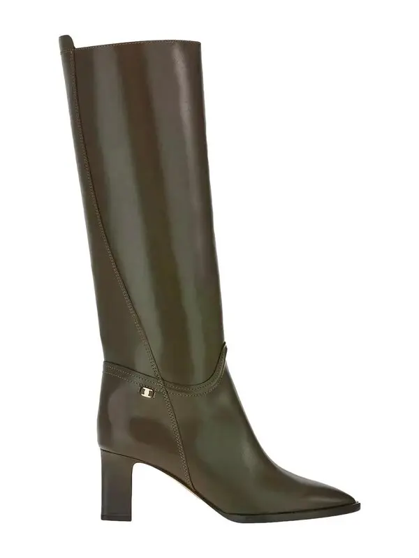 FERRAGAMO Vara Chain Knee-high Boots - Brown