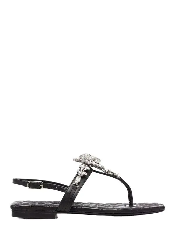 Philipp Plein Crystal-skull Leather Sandals - Black