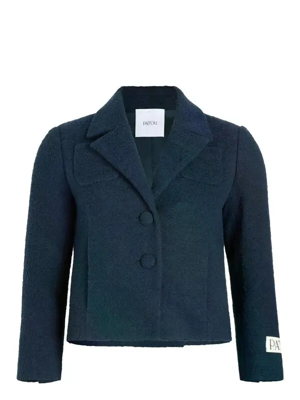 PATOU Cropped Tailored Tweed Jacket - Blue