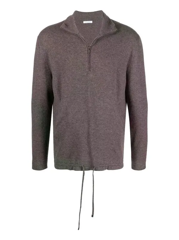 Malo Zip-placket Cashmere Pullover - Brown