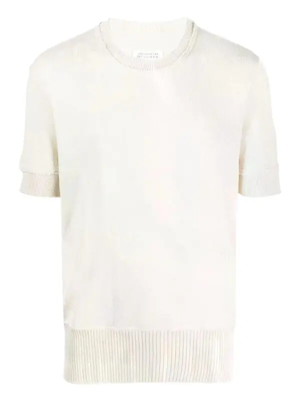 MAISON MARGIELA Ripped-edge Knitted T-shirt - Neutrals
