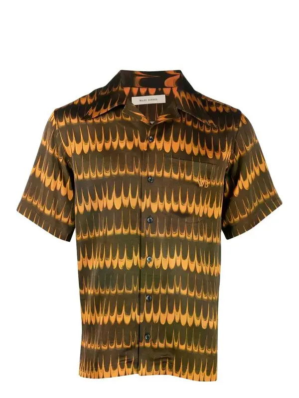 WALES BONNER Geometric-print Short-sleeve Shirt - Orange