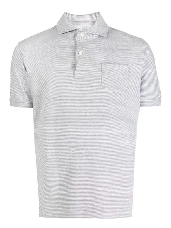 PRIVATE STOCK LABS The Leopold Striped Polo Shirt - Grey