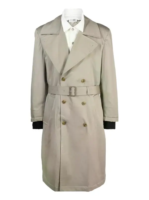 MAISON MARGIELA Belted Double-breasted Coat - Neutrals