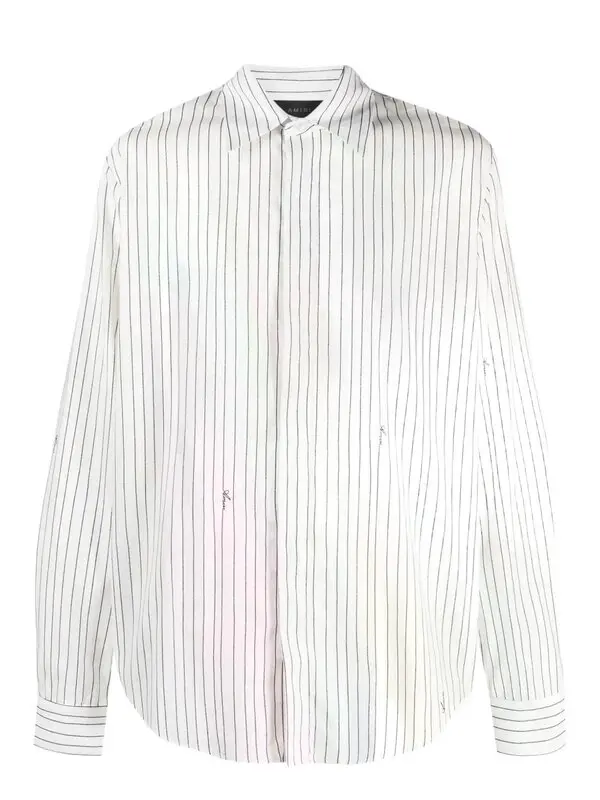 Amiri Striped Long-sleeve Cotton Shirt - White