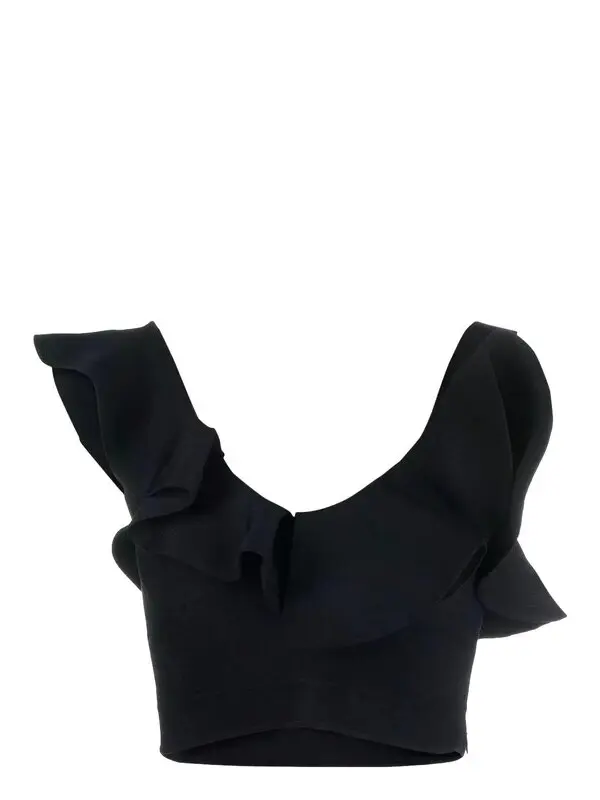 Alexander McQueen Gathered-neckline Cropped Top - Black