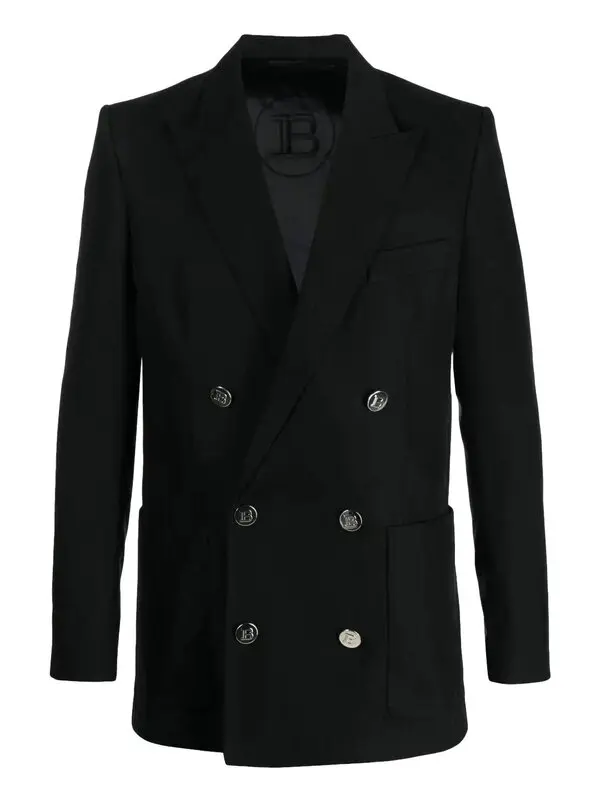 Balmain Double-breasted Cotton Blazer - Black