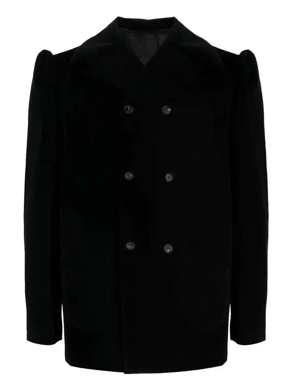 EGONLAB Double-breasted Velvet Blazer - Black