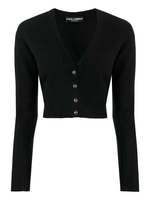 Dolce & Gabbana Cropped Cashmere Cardigan - Black