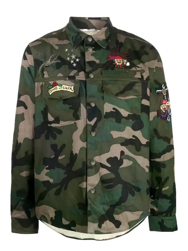 Valentino Garavani Camouflage-print Shirt - Green