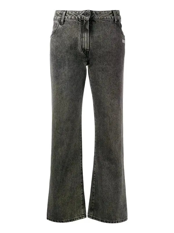 Off-White Cropped Mid-rise Jeans - Black
