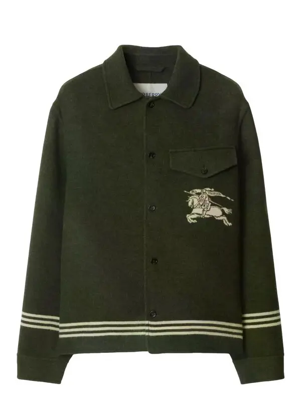 Burberry Stripe Detail Overshirt Jacket - Green