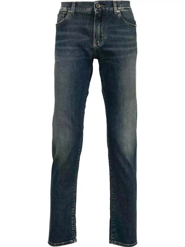 Dolce & Gabbana Logo-plaque Slim-fit Jeans - Blue