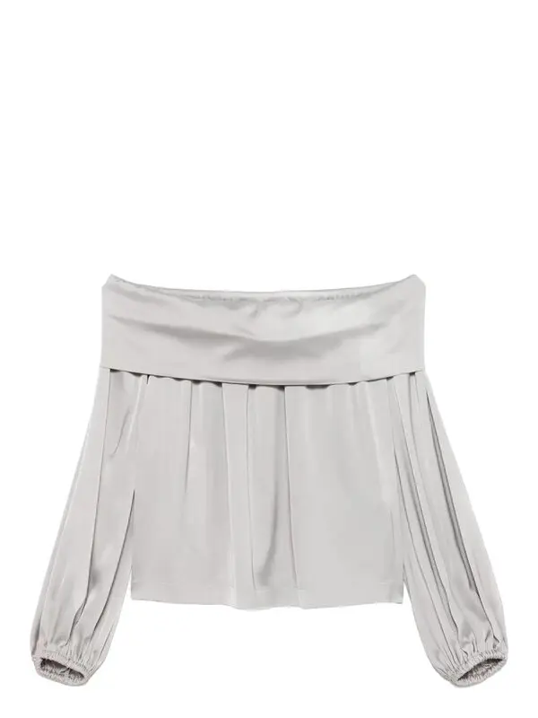D.exterior Satin Blouse - Grey